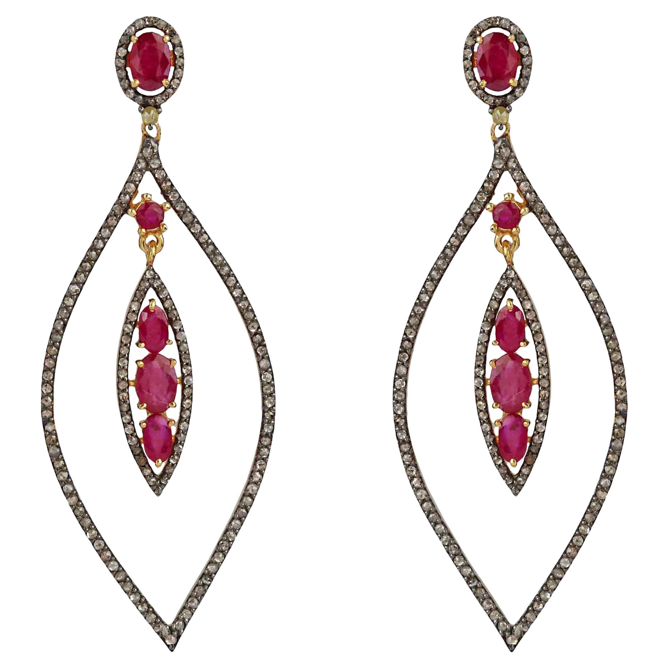 925 Sterling Silver Push Back Earrings with 2.8 Carat Ruby For Sale at 1stDibs
