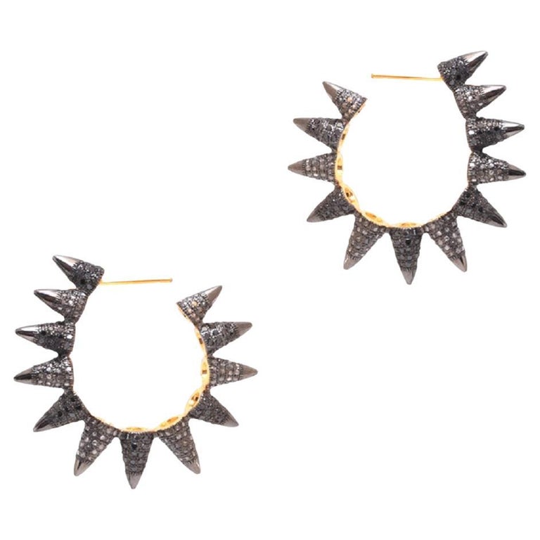 925 Sterling Silver PUSH BACK Earrings with 4.33 carat Diamond For Sale ...