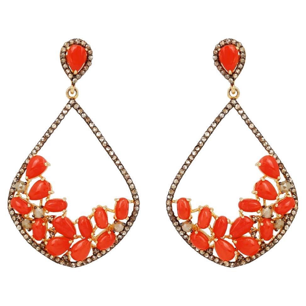 925 Sterling Silver Push Back Earrings with 50.51 Carat Dusee For Sale ...