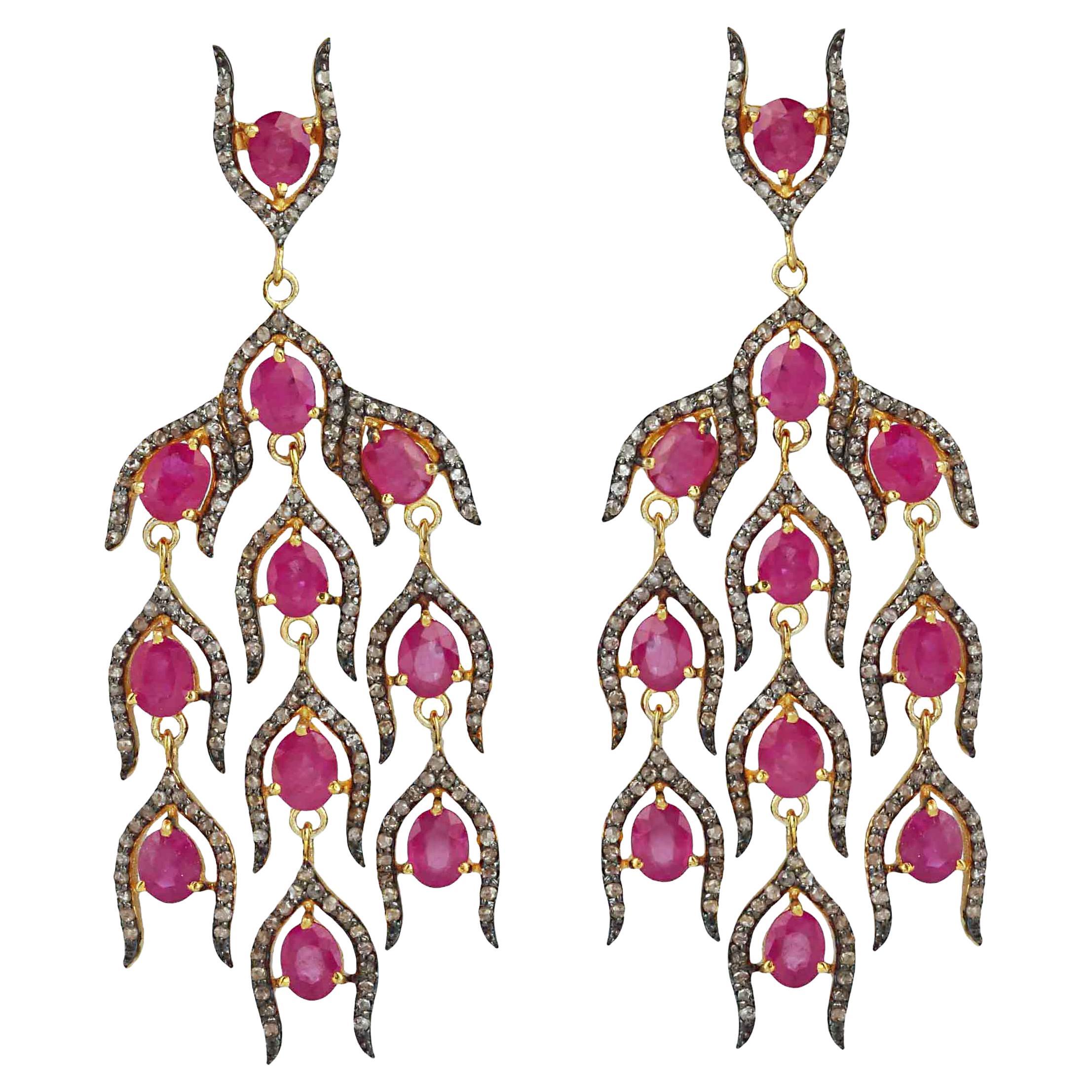 925 Sterling Silver Snake Latch Back Earrings with 0.18 Carat Ruby For ...