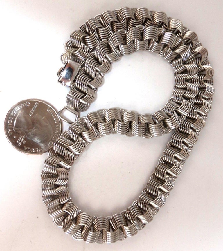 925 Sterling Silver Reversible Coil Linked Necklace at 1stDibs