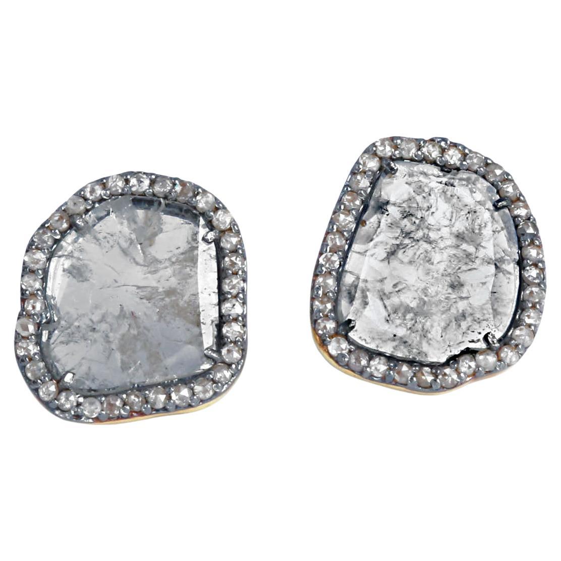 .925 Sterling Silver 1.0 Carat Diamond Cluster 7 Stone Floral Stud ...