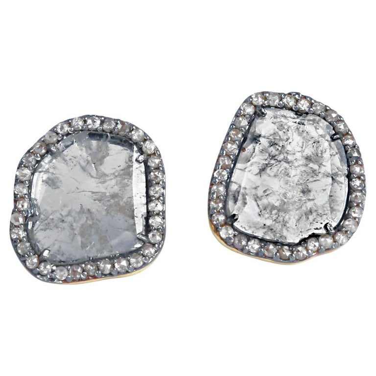 925 Sterling Silver Stud Push Back Earrings with 2.20 Carat Diamonds ...