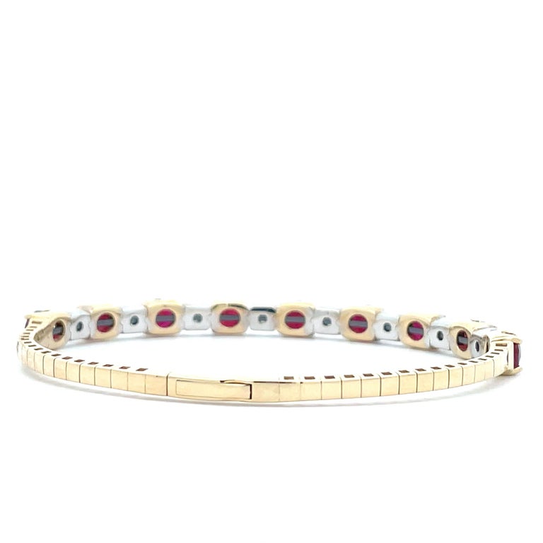 9.27 Carat Alternating Oval Ruby and Diamond 14k Solid Gold Flexible ...