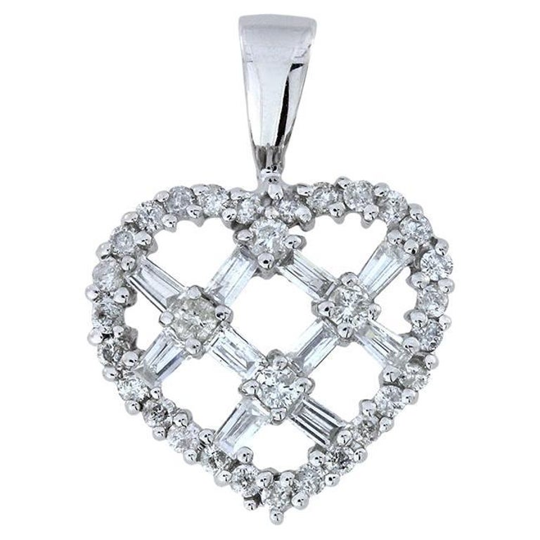 .93 Carat Total Weight Diamond Lattice Open Heart Pendant For Sale at ...