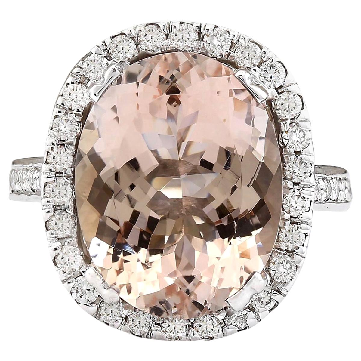 7.04 Carat Natural Morganite 18 Karat White Gold Diamond Ring For Sale ...