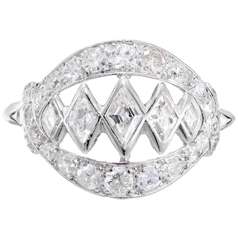 .95 Carat Diamond Open Work White Gold Dome Ring For Sale at 1stDibs