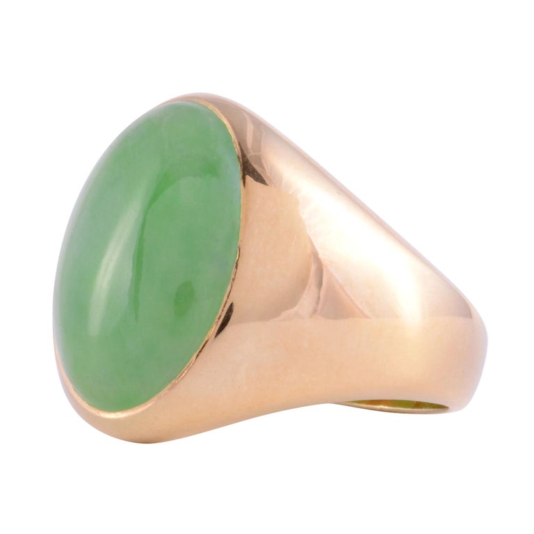 9.5 Carat Fine Natural Jade 18K Gold Ring For Sale at 1stDibs