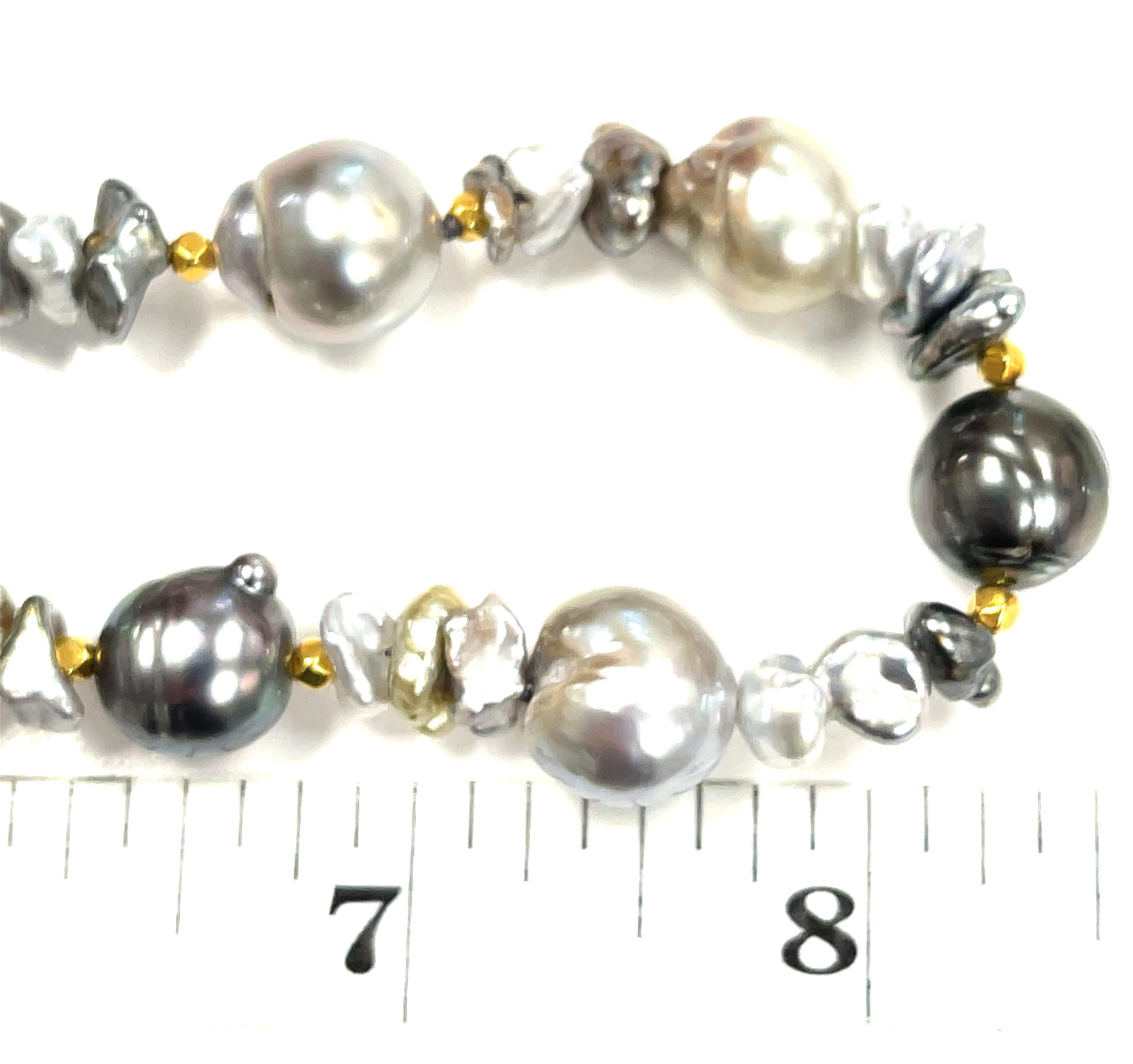 Keshi and Baroque Black Pearl Necklace with 22k Yellow Gold Accents For Sale at 1stDibs ...