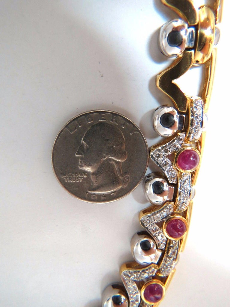 9.50 Carat Natural Ruby Diamonds Link Necklace 18 Karat Crown Deco ...