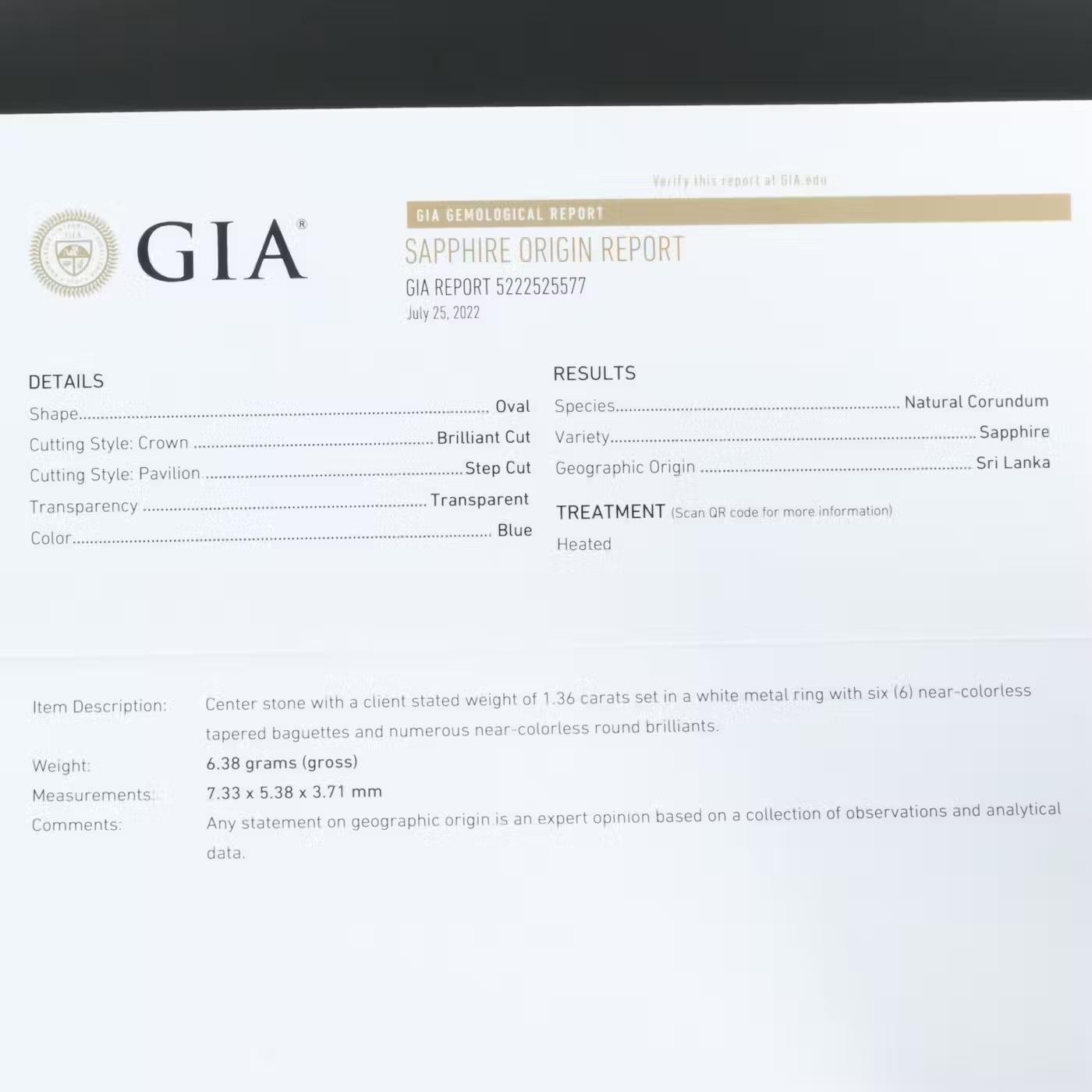 $9500 / GIA certified Ceylon Sapphire and Diamond Platinum Ring with ...