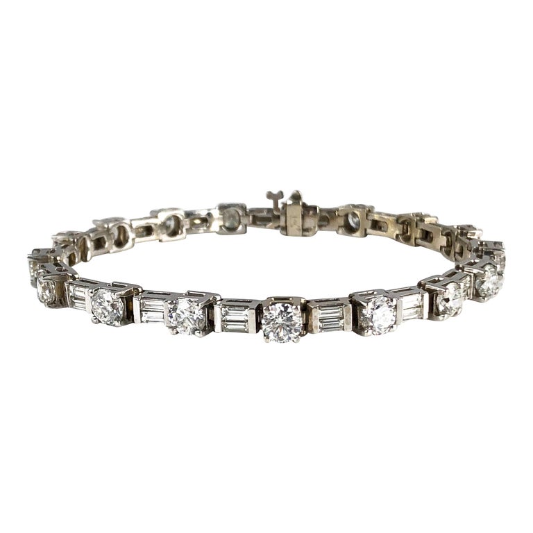 Diamondtown 9 51 Carat Round And Baguette Diamond Tennis Bracelet For