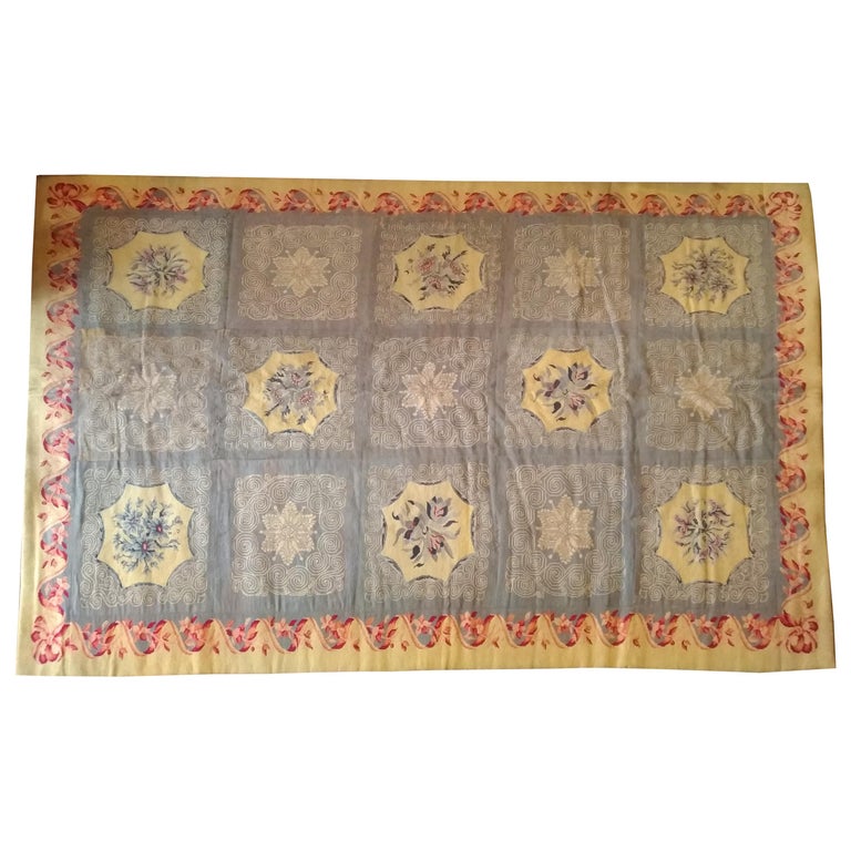 954 - Old Handmade French Design Original Needlpoint For Sale at 1stDibs