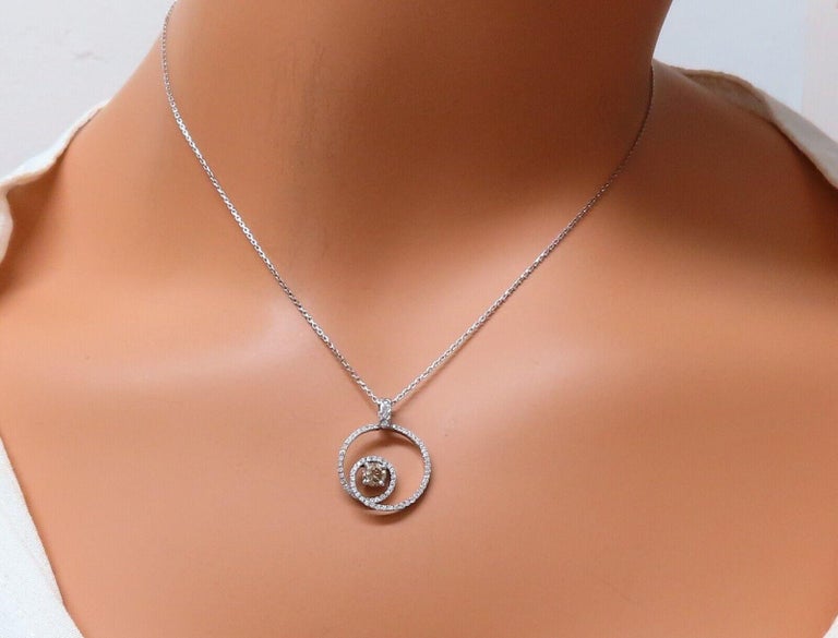 .95ct Natural Round Diamonds Circle Pendant Necklace 14kt For Sale at ...