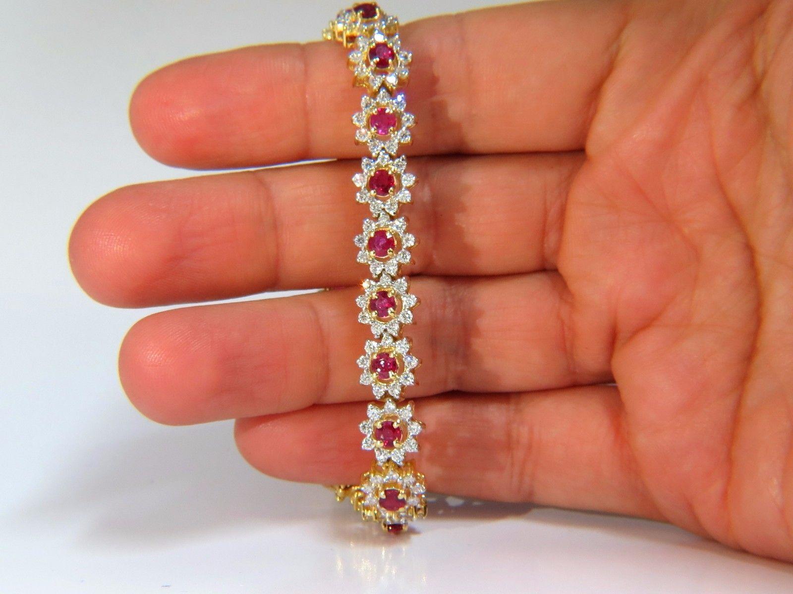9.60 Carat Natural Bright Vivid Red Ruby Diamonds Clusters Tennis ...