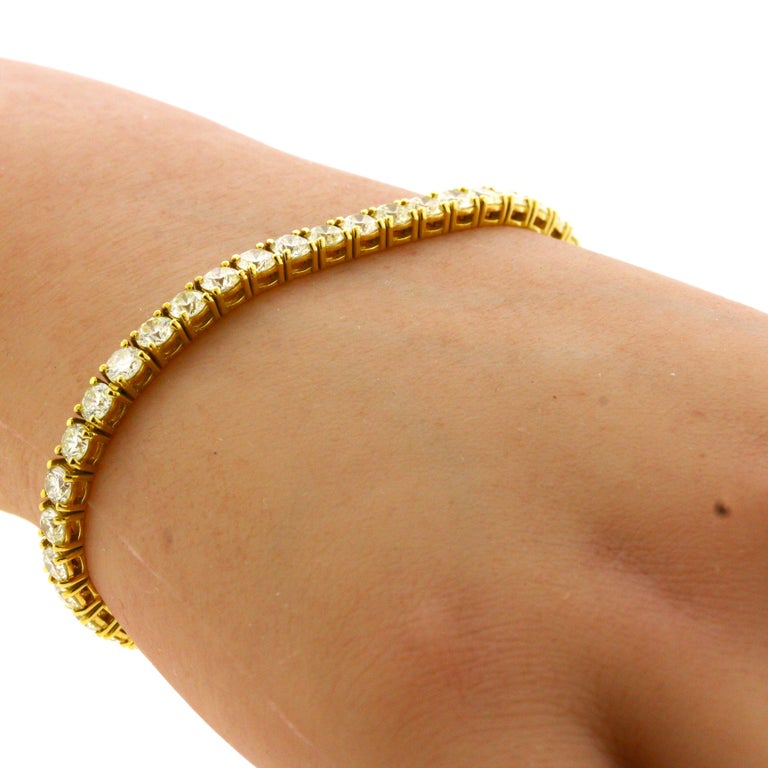 968 Carat Diamond Gold 4 Prong Tennis Bracelet For Sale At 1stdibs