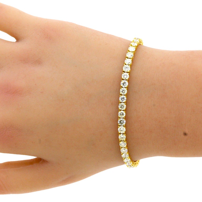 968 Carat Diamond Gold 4 Prong Tennis Bracelet For Sale At 1stdibs