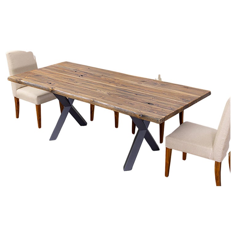 96x40 Solid Teak Organic Distressed Rectangular Live Edge Table with ...