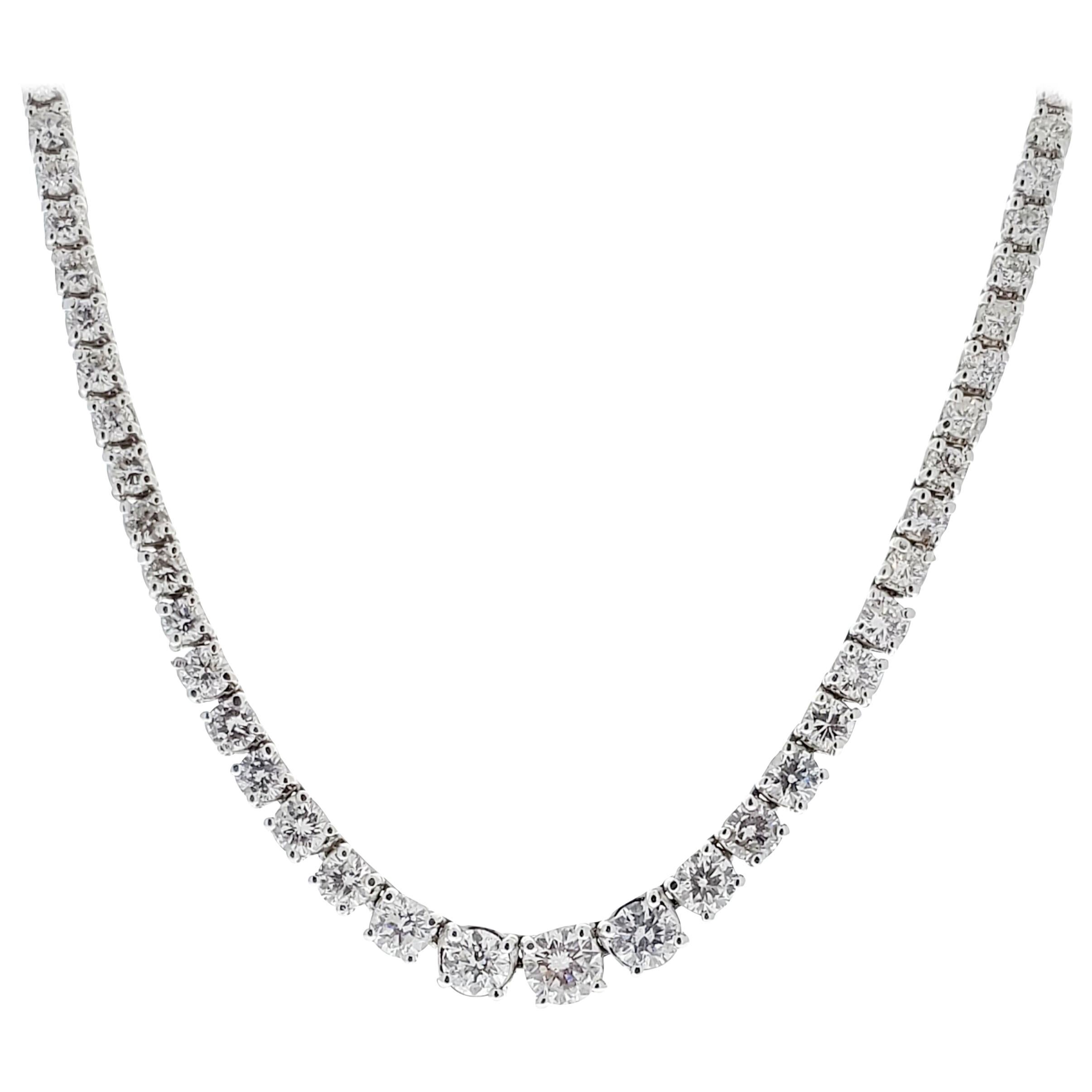 9.73 Carat Graduated Riviera Diamond Necklace in 14 Karat White Gold ...
