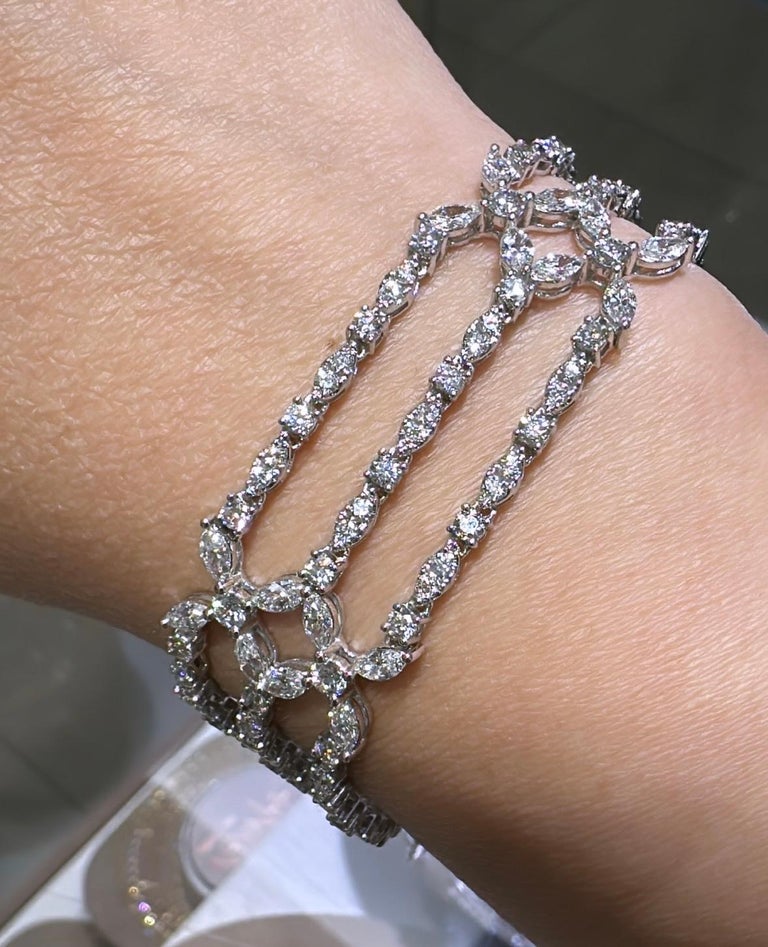 9.80carats Three Row Fancy Marquise and Roundcut Statement Diamond ...