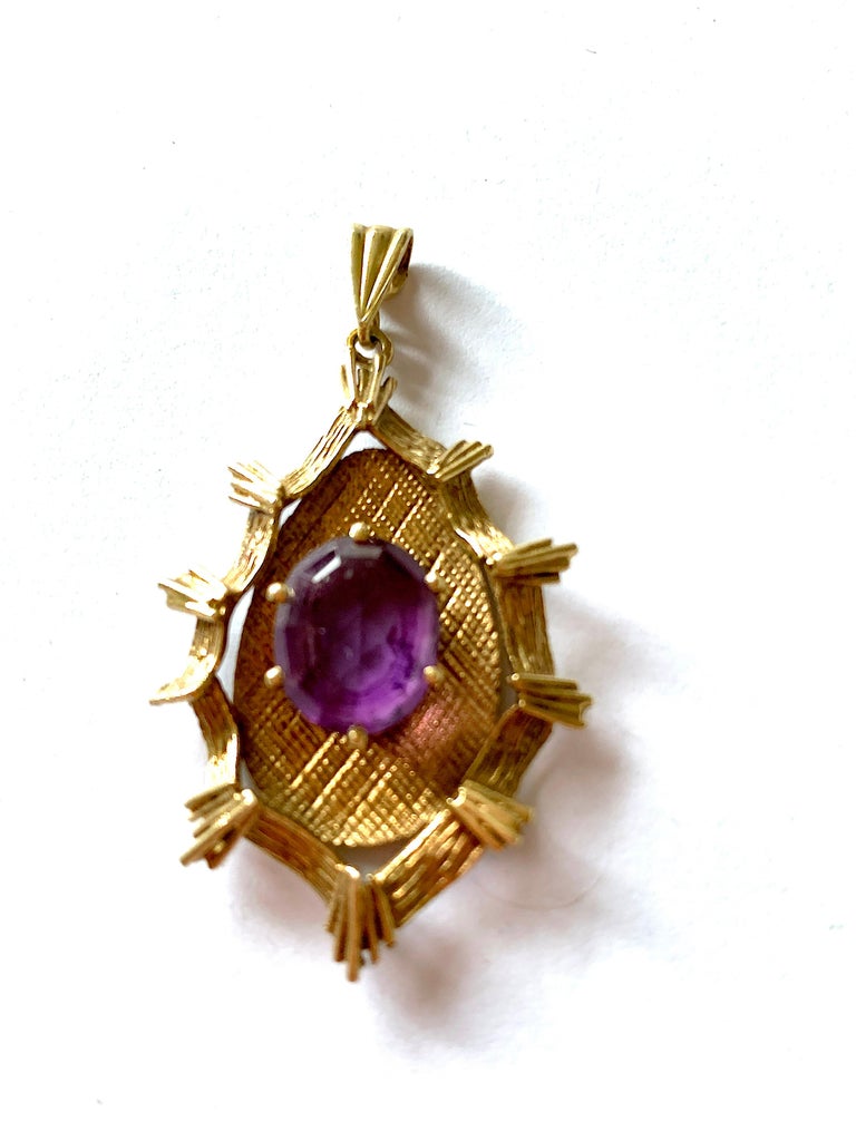 9ct 375 Brutalist Design Pendant 1972 For Sale at 1stDibs