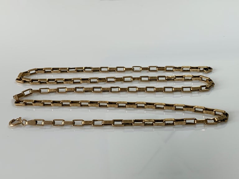 9ct 375 Gold Rectangular Link Chain For Sale at 1stDibs