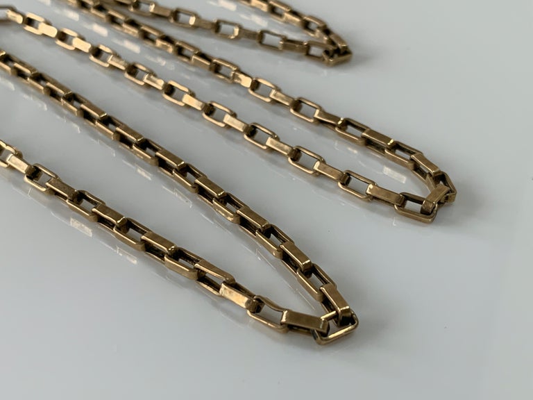 9ct 375 Gold Rectangular Link Chain For Sale at 1stDibs