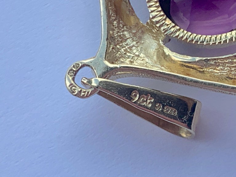 9ct Gold Amethyst Pendant 1970s by Hermann Siersbol For Sale at 1stDibs