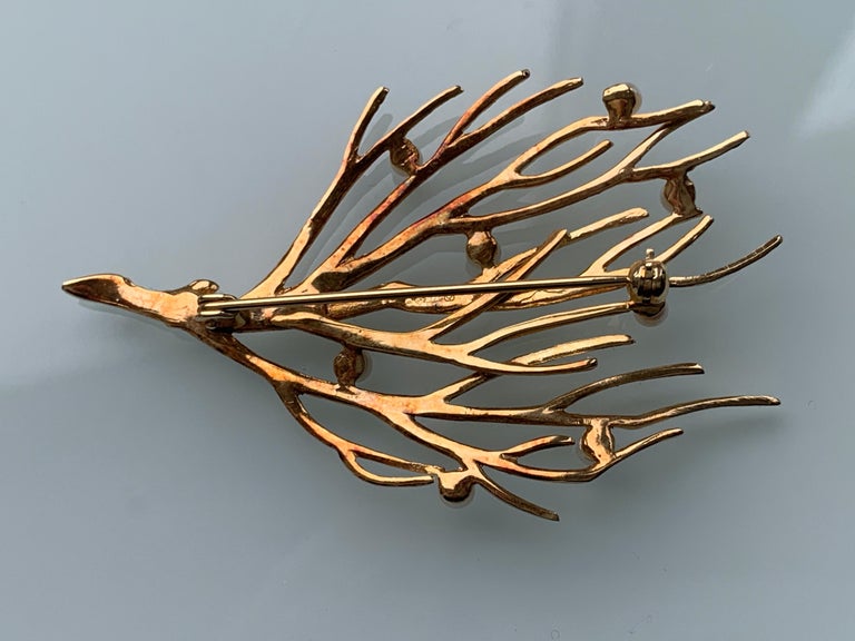 9ct Gold Branch Pearl Brooch For Sale at 1stDibs