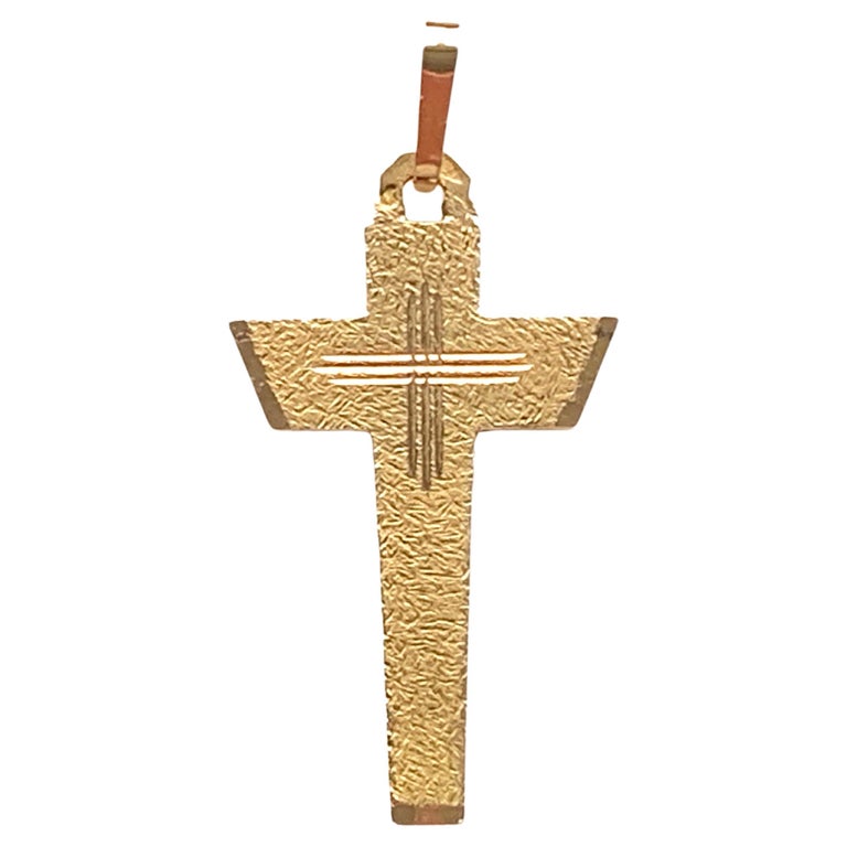 18ct Gold Modernist Design Cross For Sale at 1stDibs