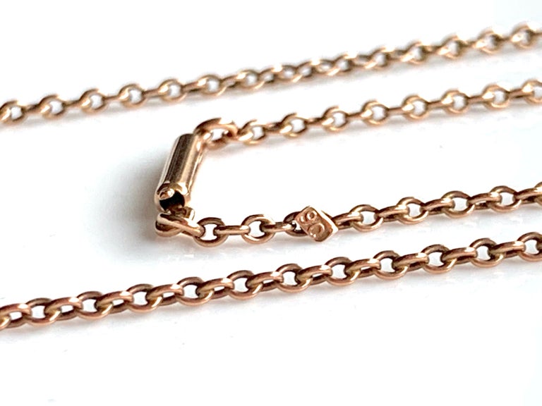 9ct Gold Rose Antique Barrel Clasp Chain For Sale at 1stDibs