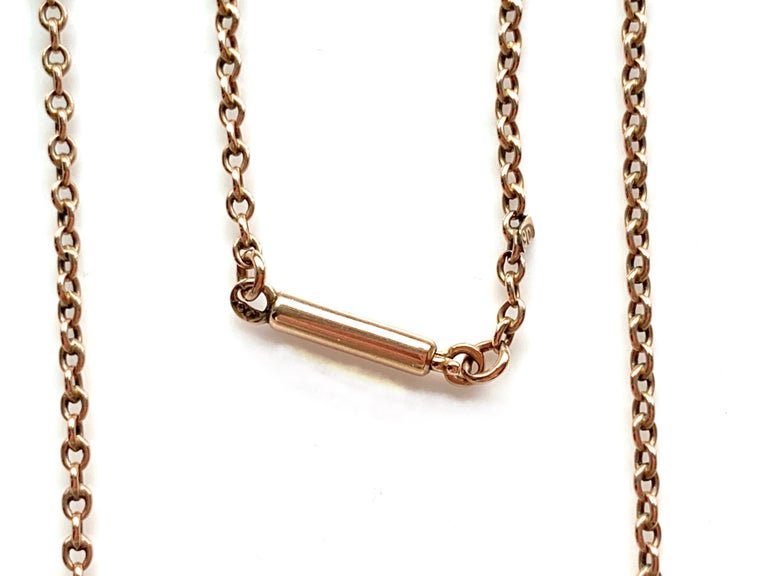 9ct Gold Rose Antique Barrel Clasp Chain For Sale at 1stDibs