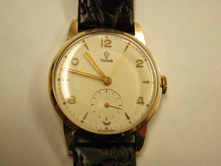 9 Carat Gold Tudor Watch with 15 Ruby Tudor Movement and Dennison Case ...