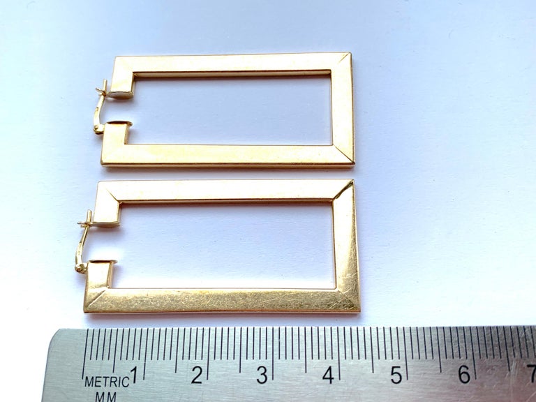 9 Carat Gold XL Rectangular Earrings For Sale at 1stDibs