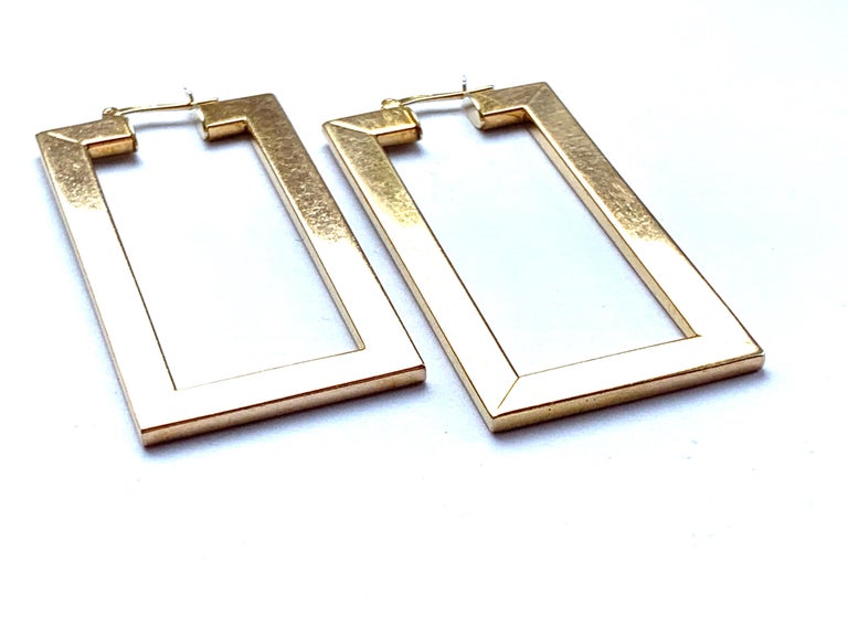 9 Carat Gold XL Rectangular Earrings For Sale at 1stDibs