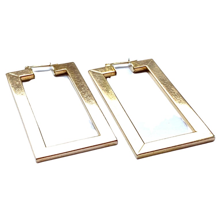 9 Carat Gold XL Rectangular Earrings For Sale at 1stDibs