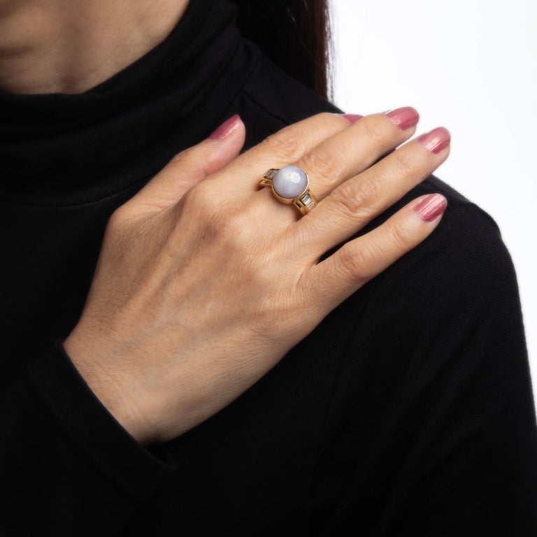 9ct Natural Star Sapphire Ring Six Point Diamond Vintage 18k Gold Blue ...