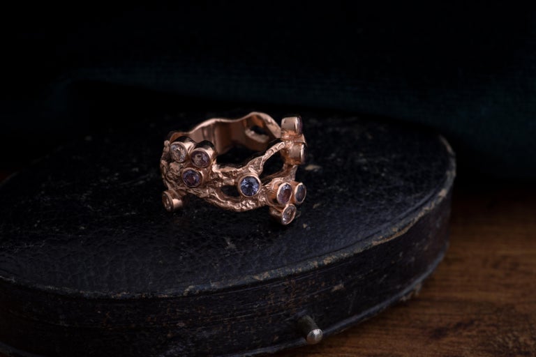9ct Peach Gold Sakura Ring with Amethyst, Morganite and Spinel For Sale ...