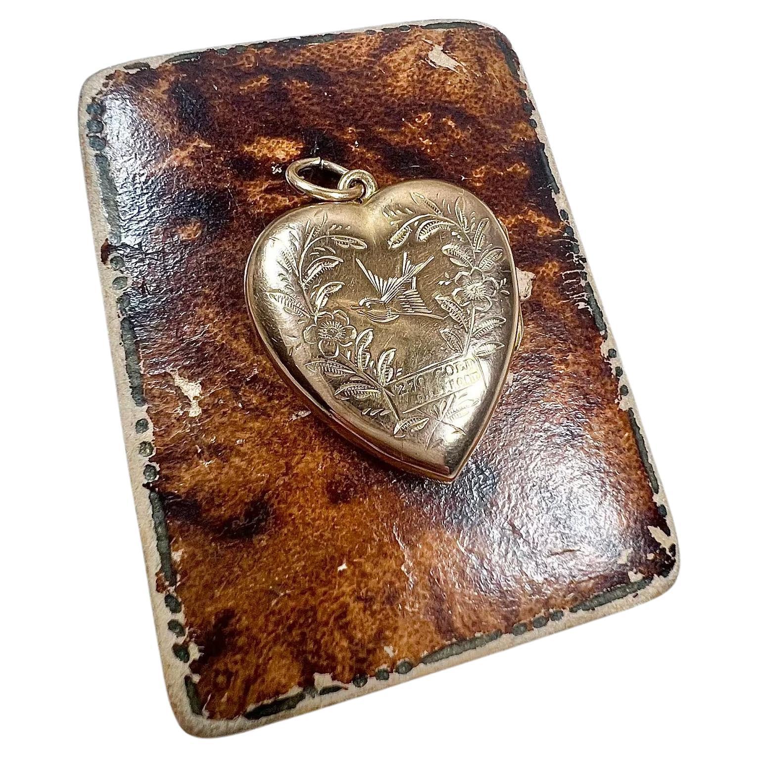 9ct Rose Gold Back and Front Victorian Heart Locket with Floral ...