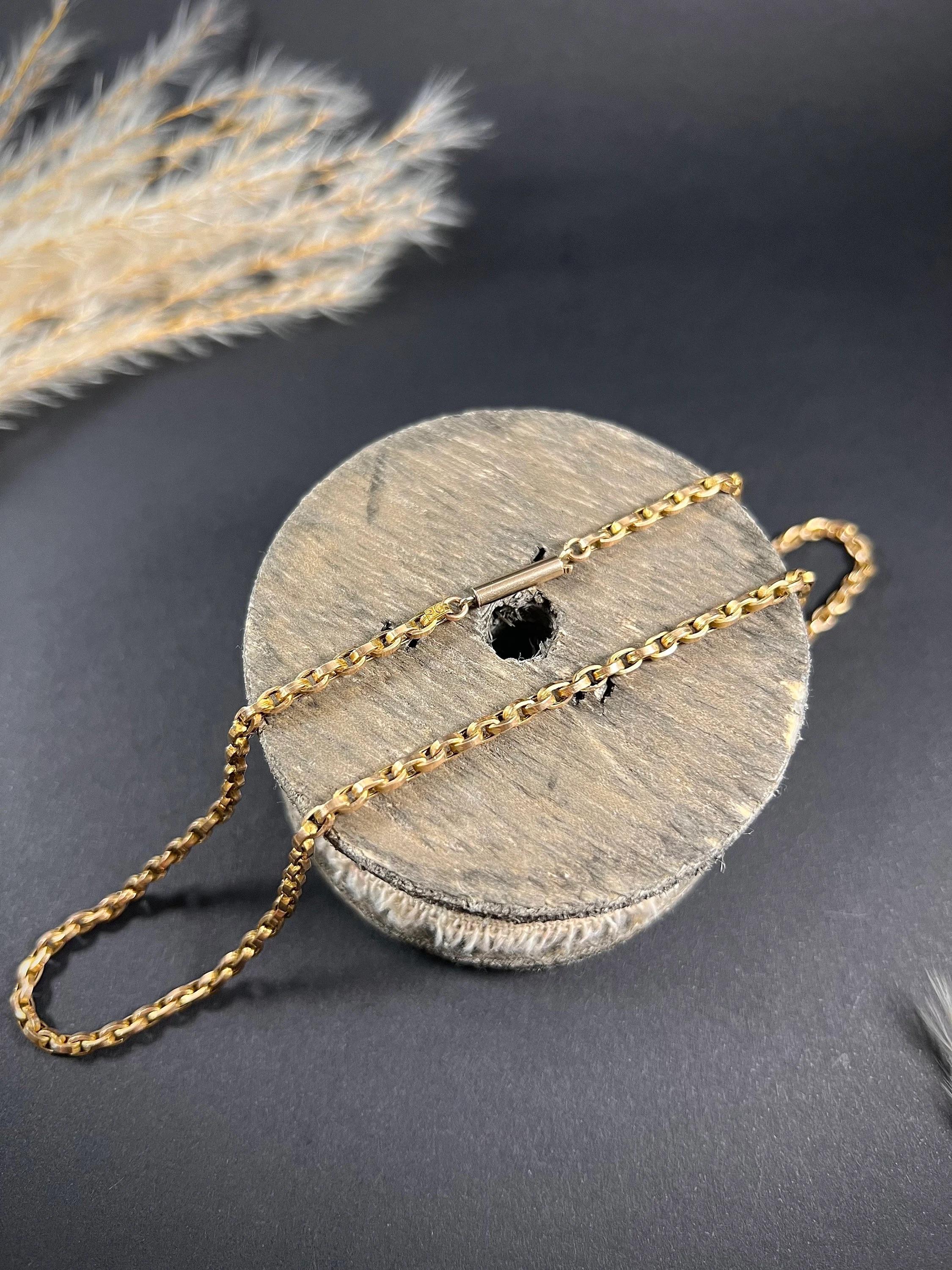 9ct Rose Gold Edwardian Oval Belcher Link Chain with Barrel and Torpedo ...
