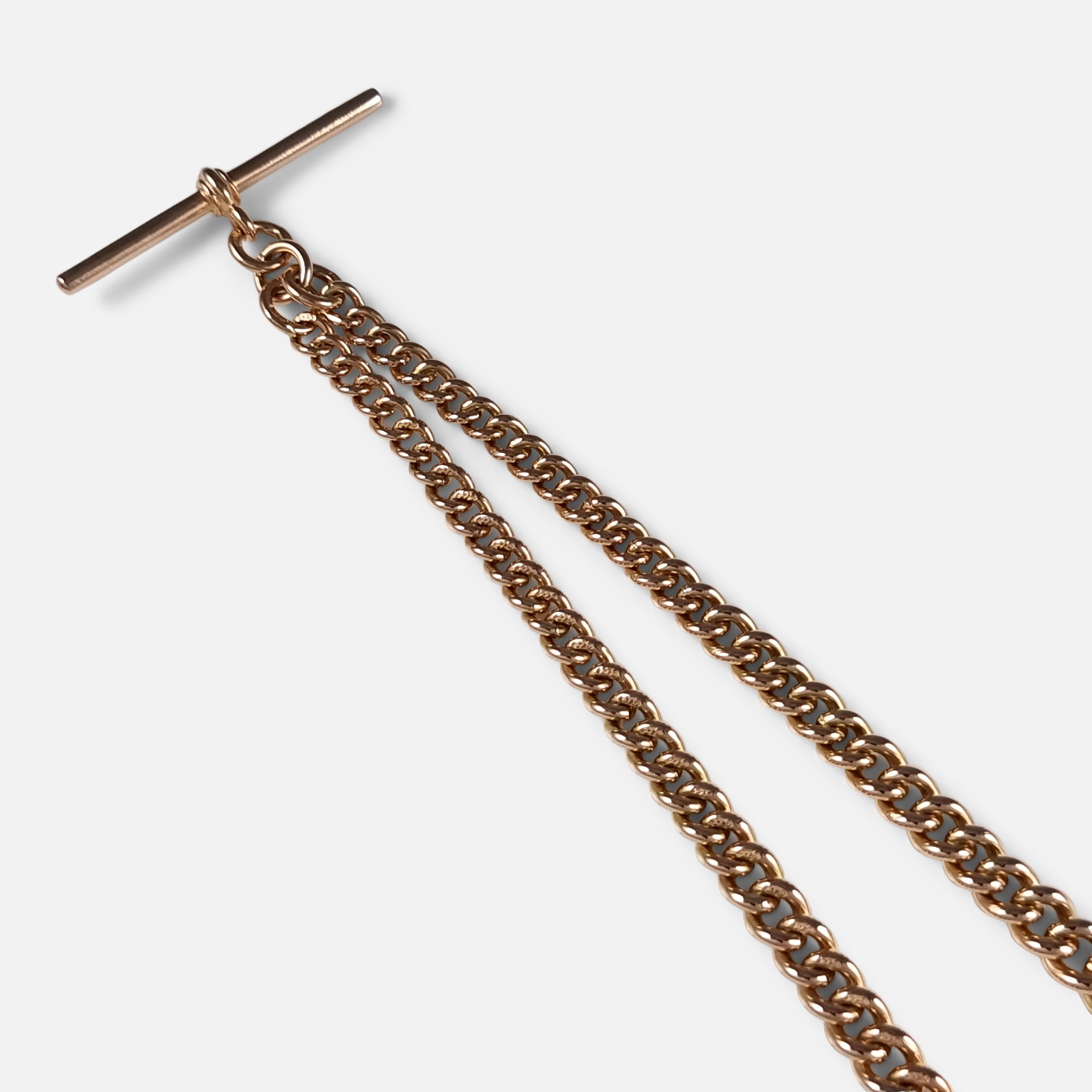 9ct Rose Gold Graduating Double Albert Watch Chain, 40.1g For Sale at ...