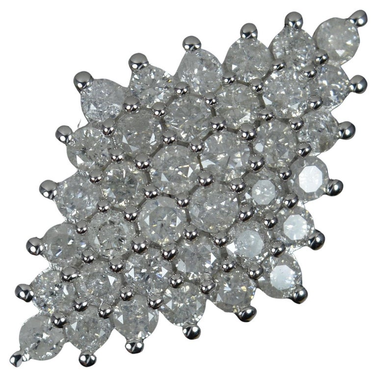 9ct White Gold and 3.00ct Diamond Navette Cluster Ring For Sale at 1stDibs