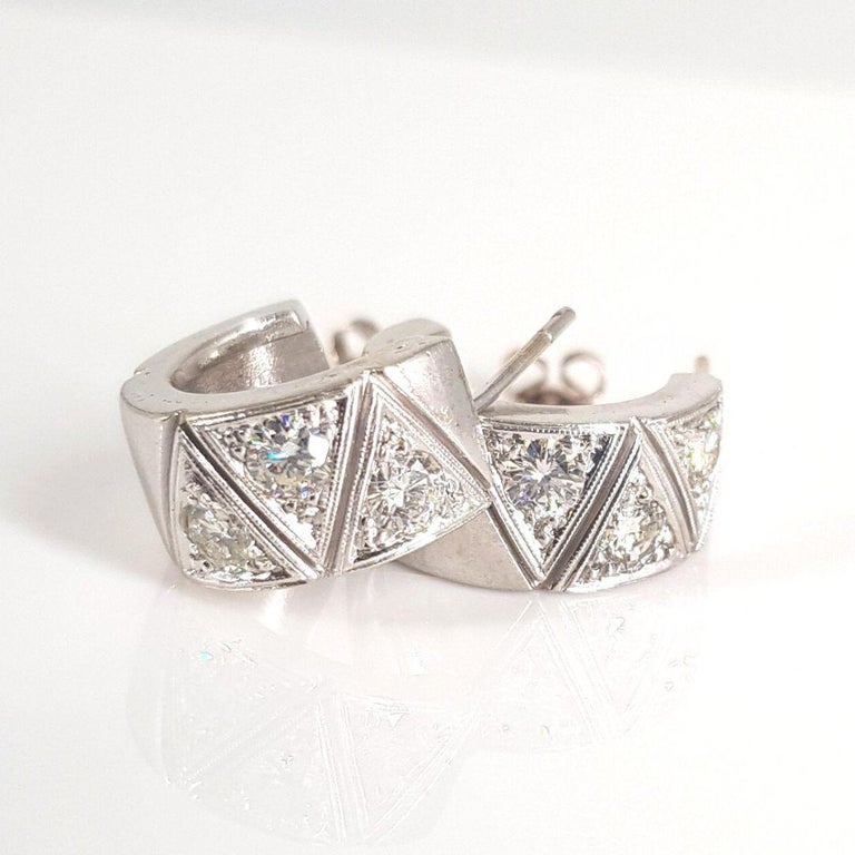 9 Carat White Gold Diamonds Half Hoops For Sale at 1stDibs