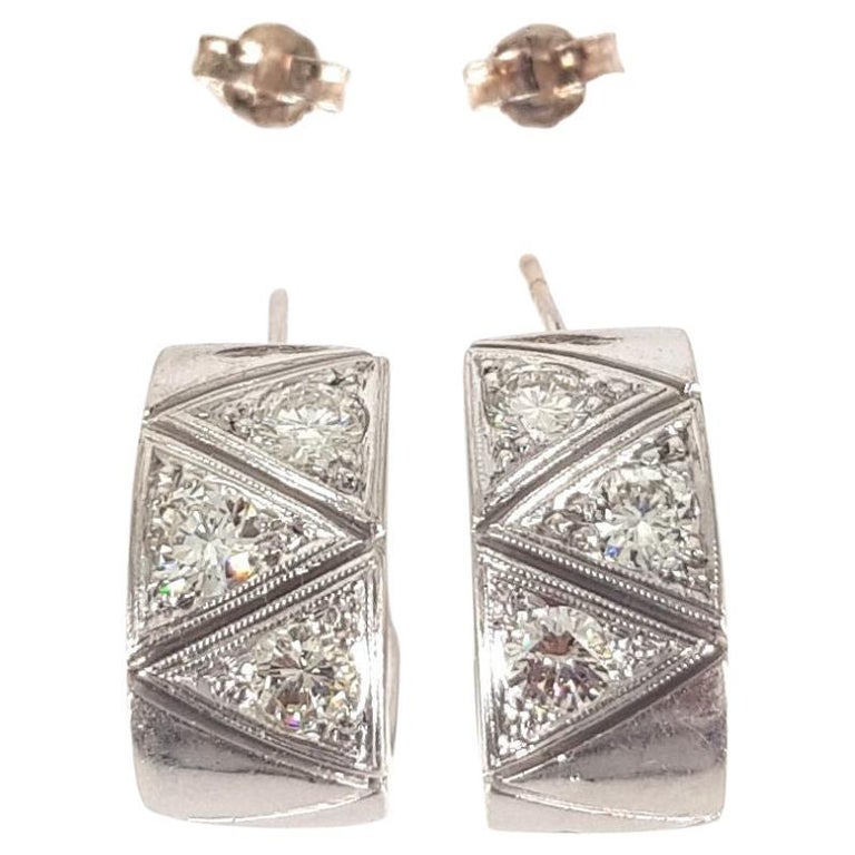 9 Carat White Gold Diamonds Half Hoops For Sale at 1stDibs