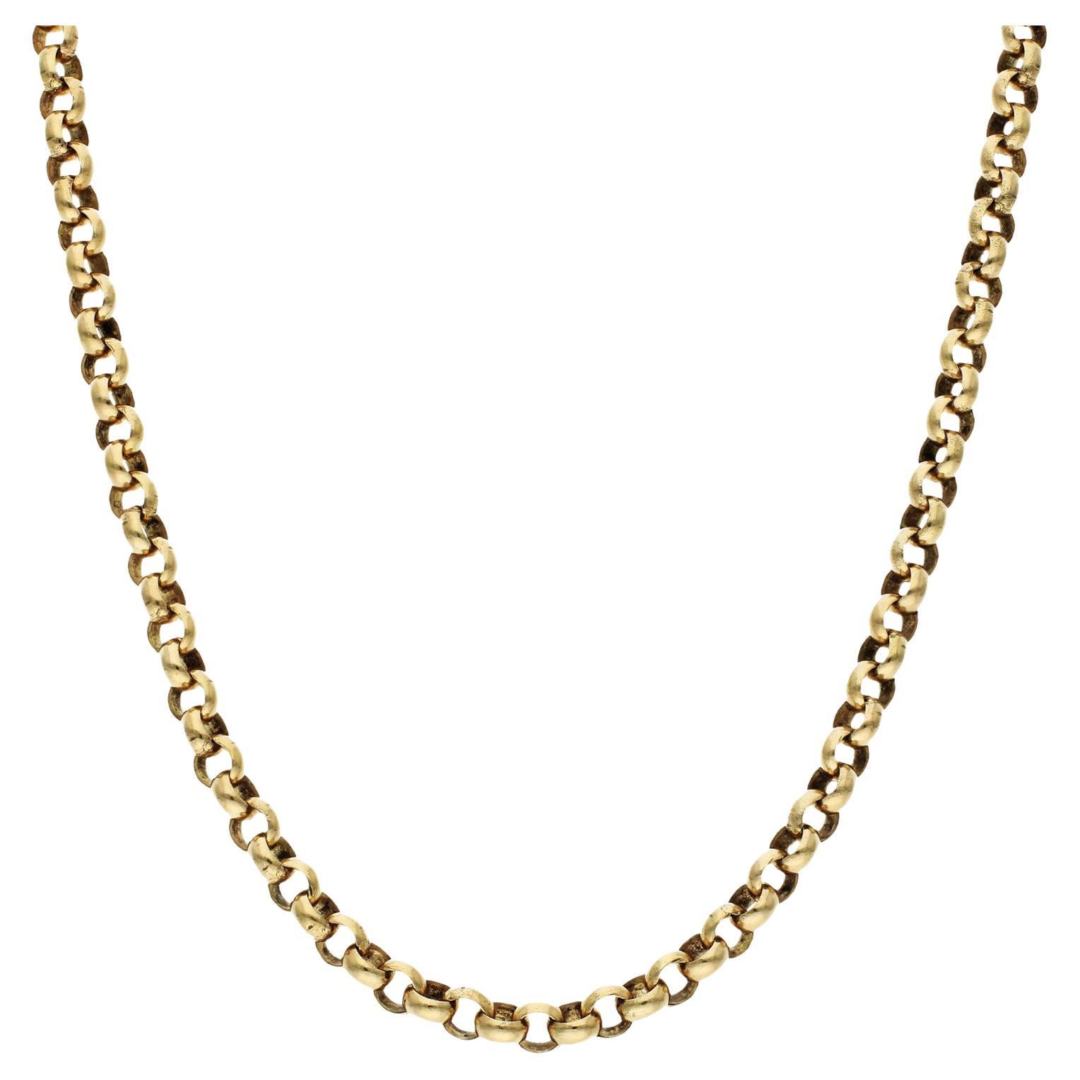 Antique Georgian era 14k Gold Patterned Belcher Chain Necklace 25 inch ...