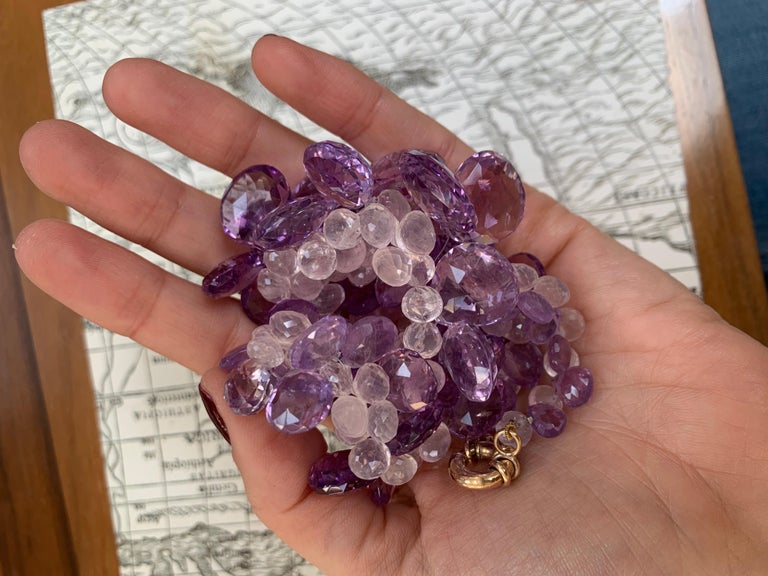 9 Carat Yellow Gold, Amethyst and Rose Quartz 'Cassis' Necklace For ...