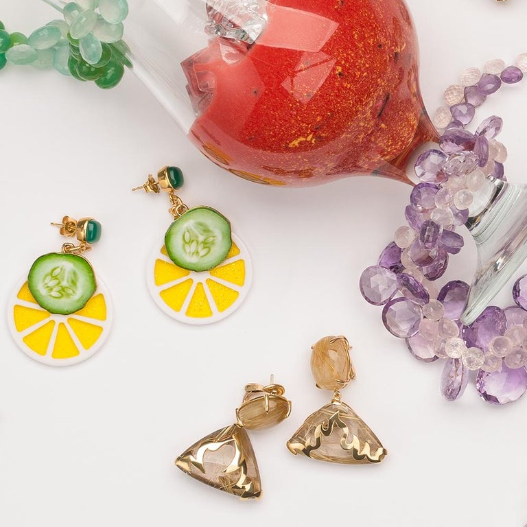 9 Carat Yellow Gold, Amethyst and Rose Quartz 'Cassis' Necklace For ...