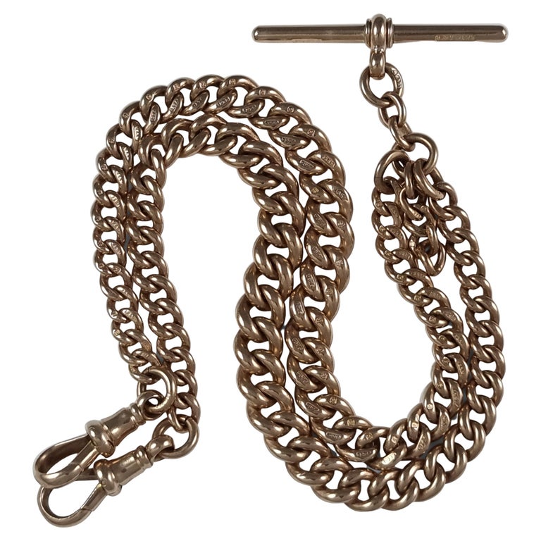 9ct Yellow Gold Double Albert Watch Chain, 1905, 50.8g at 1stDibs