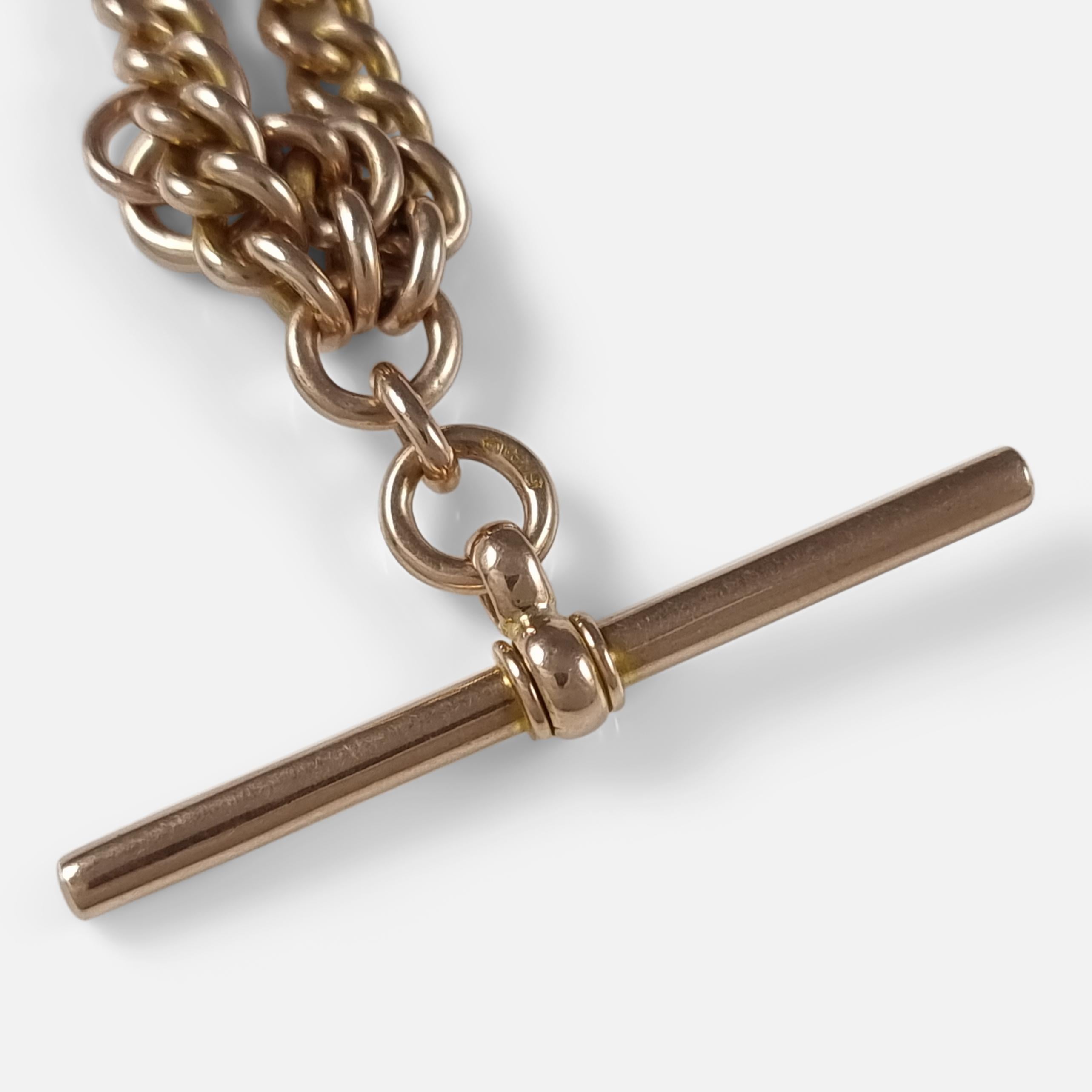9ct Yellow Gold Double Albert Watch Chain, 1922, 32.0 Grams at 1stDibs