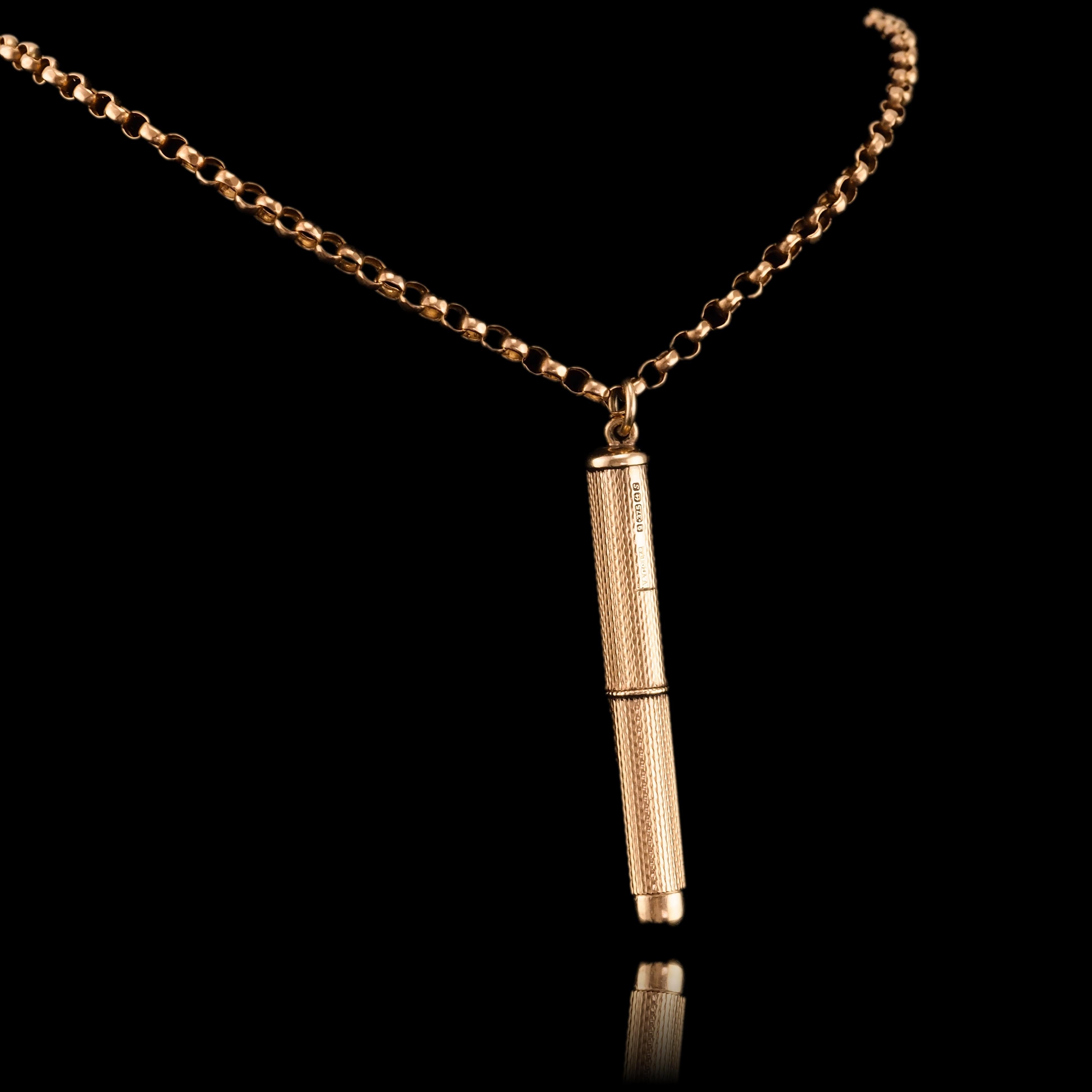 9K Gold Cigar/Cigarette Pick Drill Pendant with Engine Turned ...